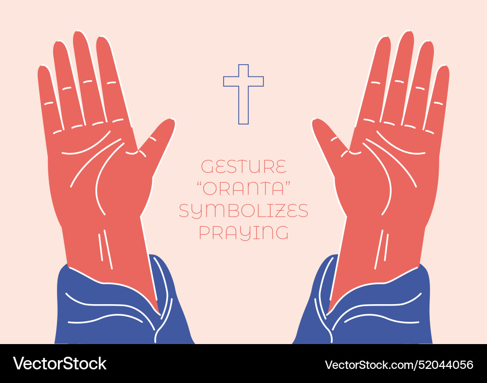 Hand gesture oranta symbolizes praying Royalty Free Vector