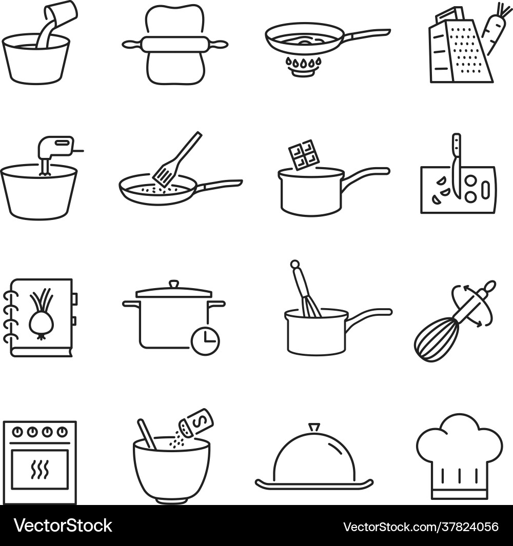 Linear collection cooking icon Royalty Free Vector Image