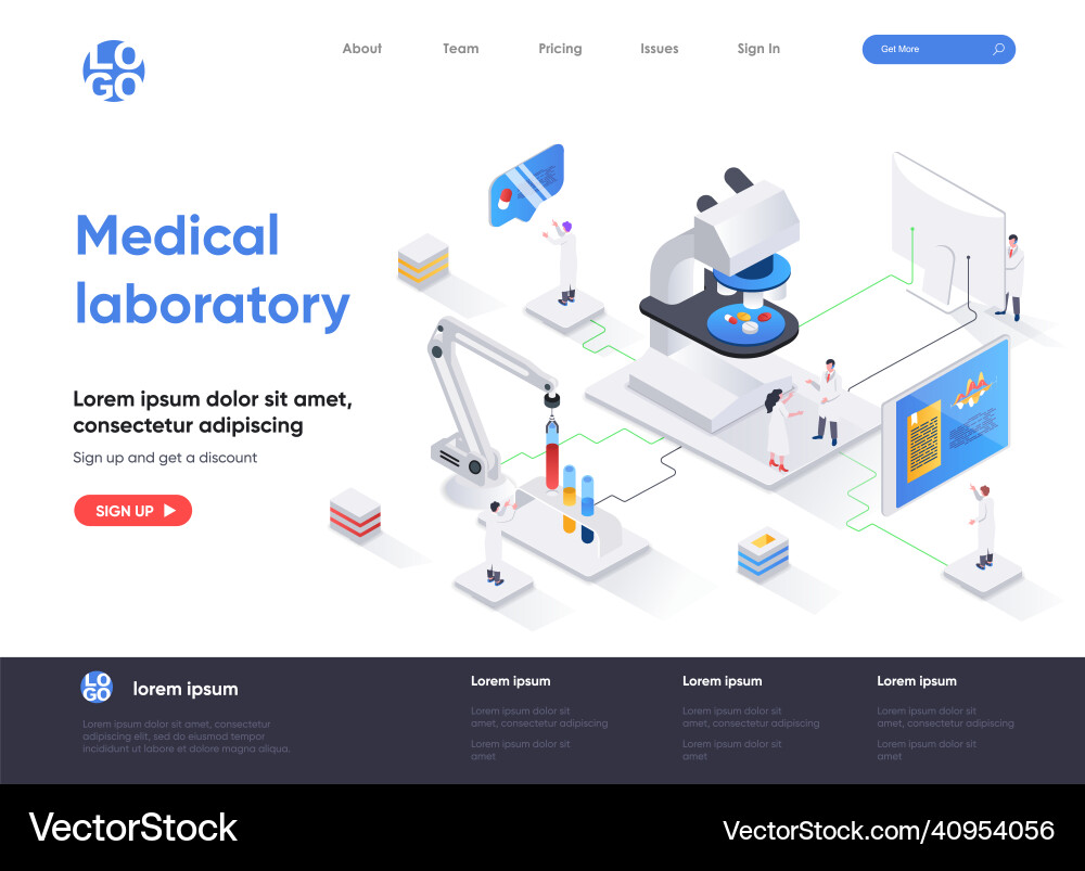 Medical laboratory isometric landing page Vector Image