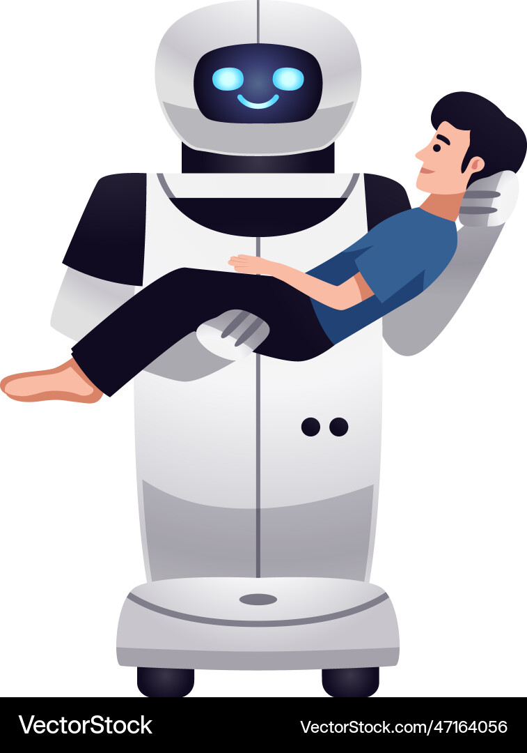 Robot holds human composition Royalty Free Vector Image