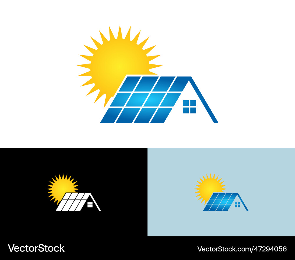 Solar panels house logo icon Royalty Free Vector Image