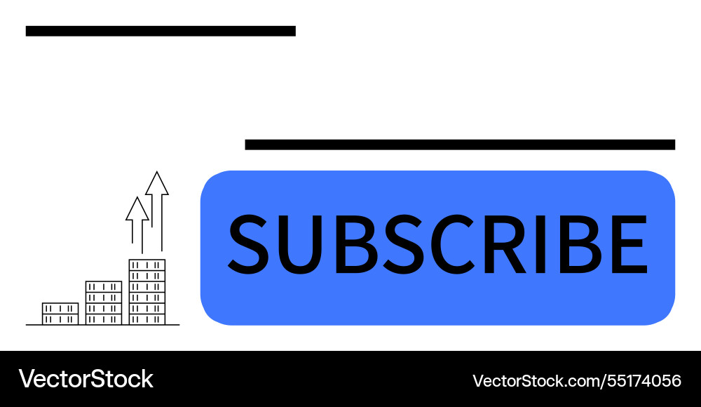 Subscribe button with growth chart and arrows Vector Image