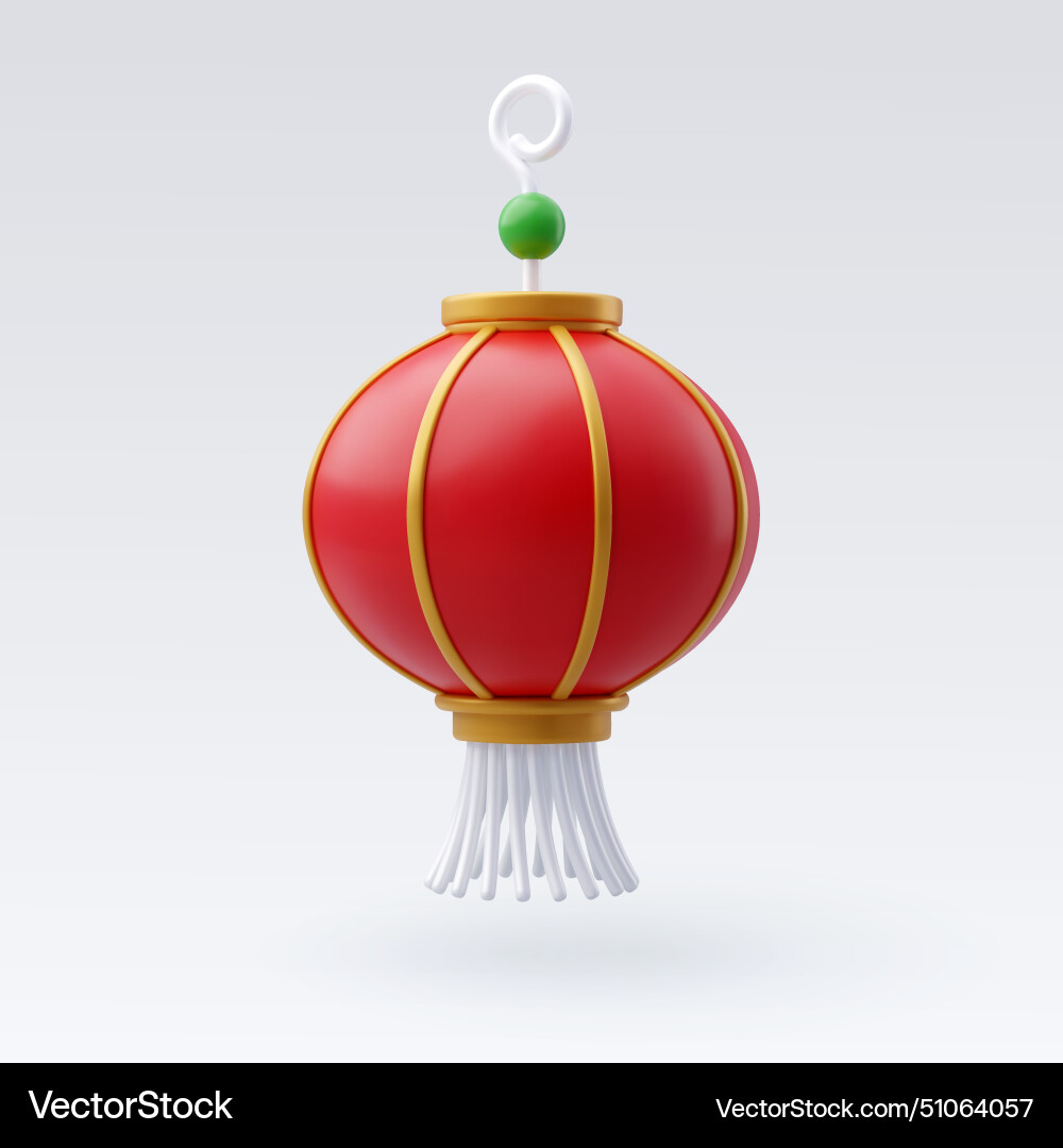 3d red hanging lantern chinese new year concept Vector Image