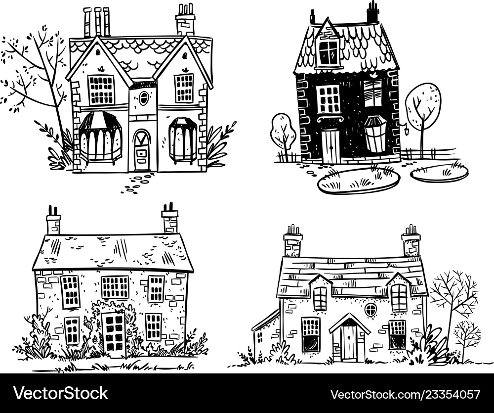 Cottage Line Drawing Vector Images (over 6,300)