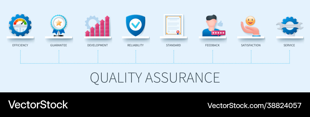 Quality assurance infographic in 3d style Vector Image