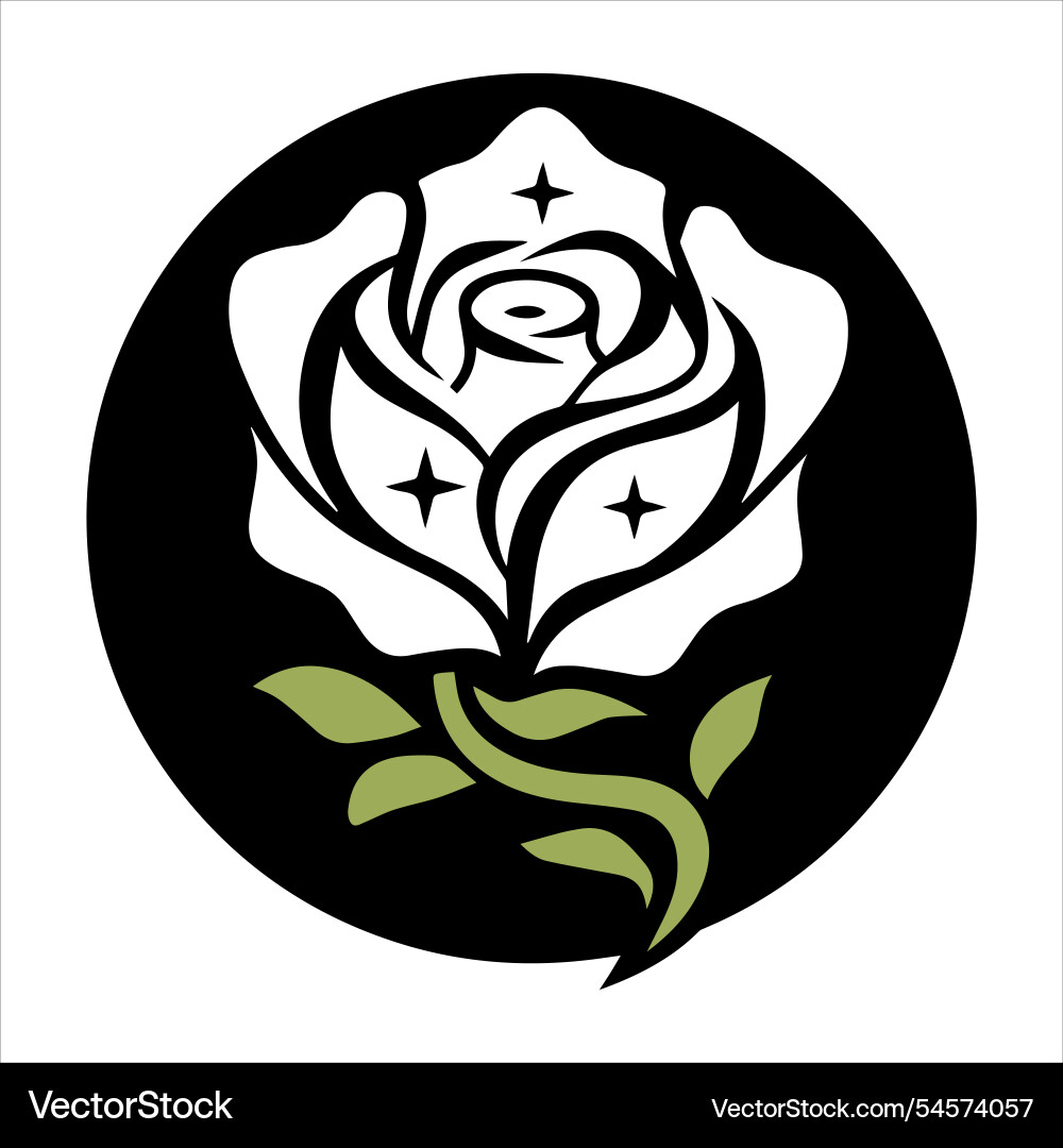 Rose logo icon silhouette style with white Vector Image