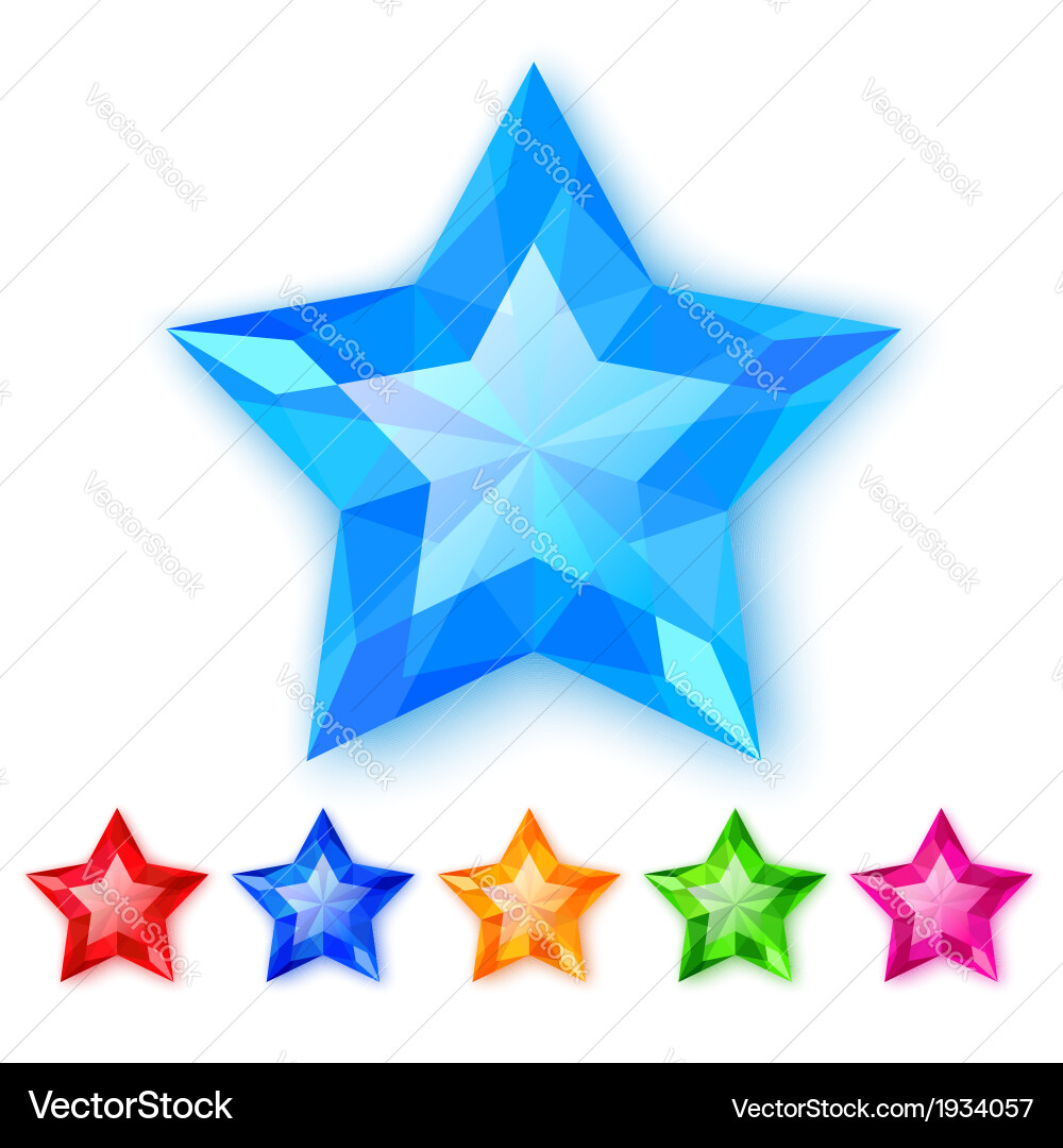 Set of crystal stars Royalty Free Vector Image