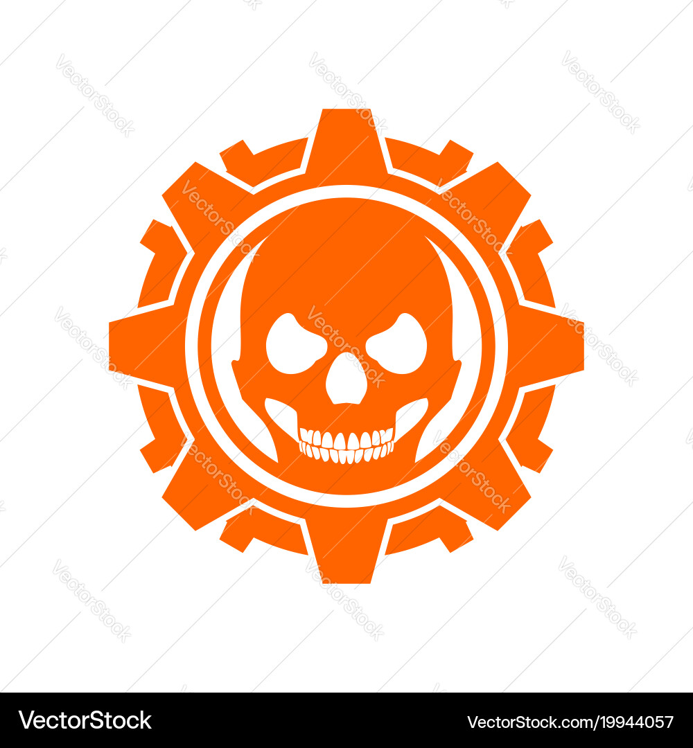 Skull gear machine orange Royalty Free Vector Image