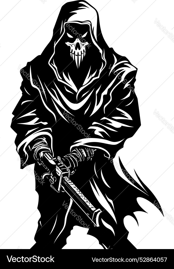 Spectral sentinel reaper weapon logo haunting Vector Image