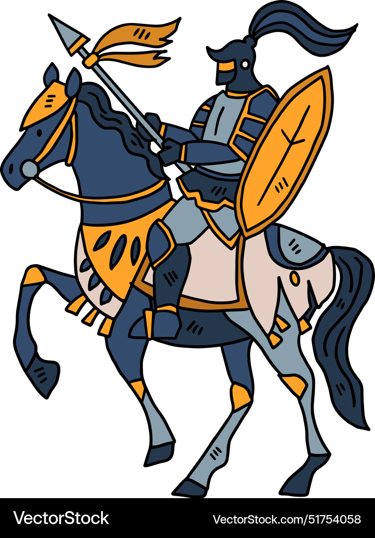A knight on horseback is riding with shield Vector Image