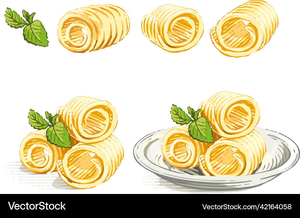 Butter hand drawing sketch engraving Royalty Free Vector