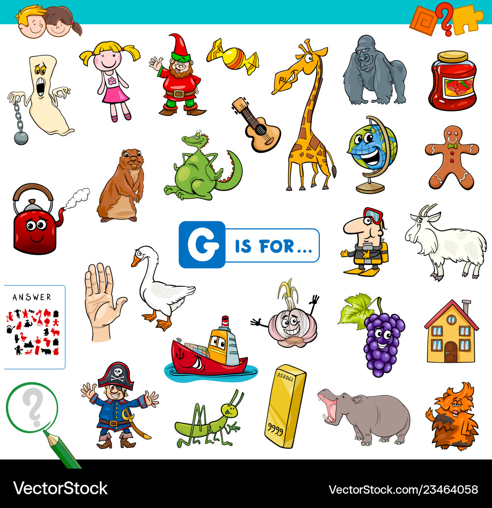 Educational Alphabet Game - Letter G Royalty Free Vector