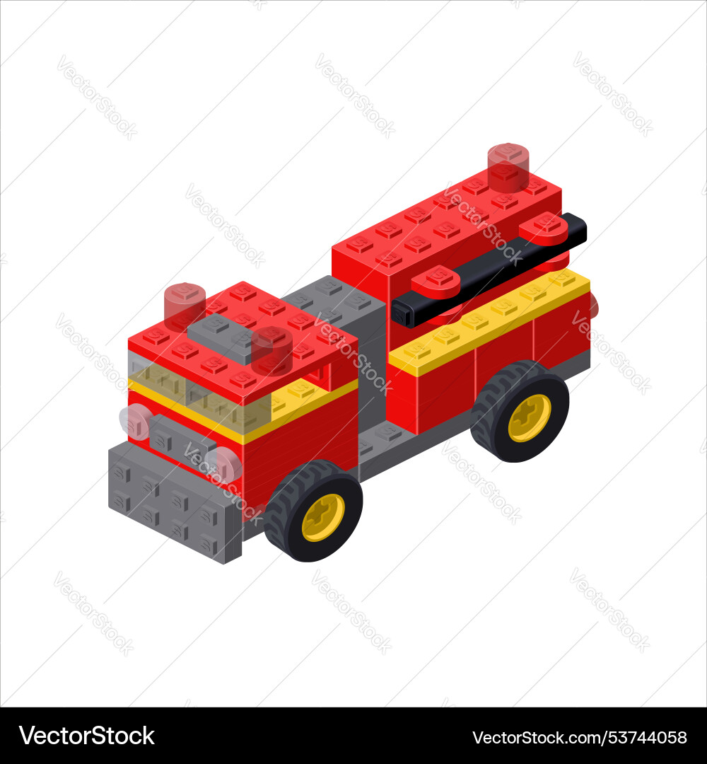 Fire truck in isometric view assembled from Vector Image
