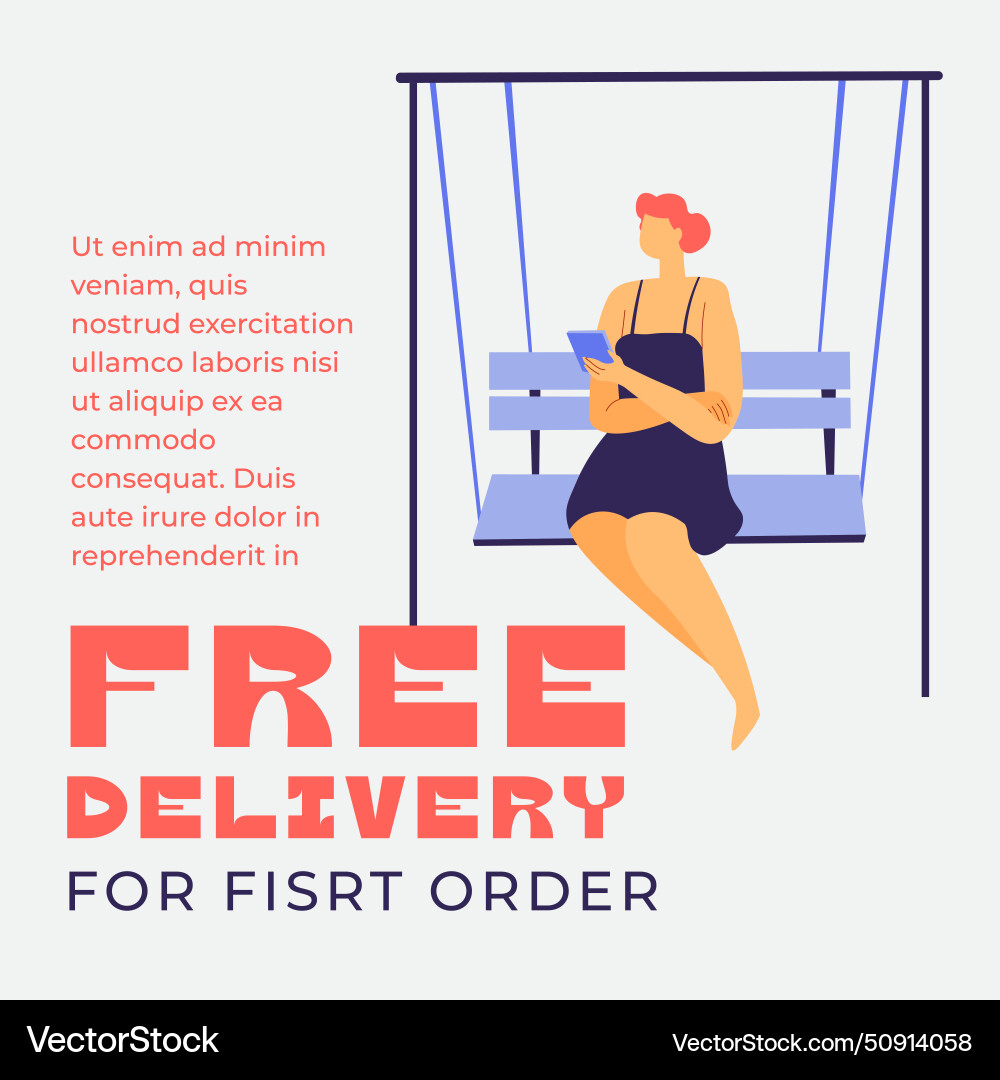 Free delivery swing bench promotion Royalty Free Vector