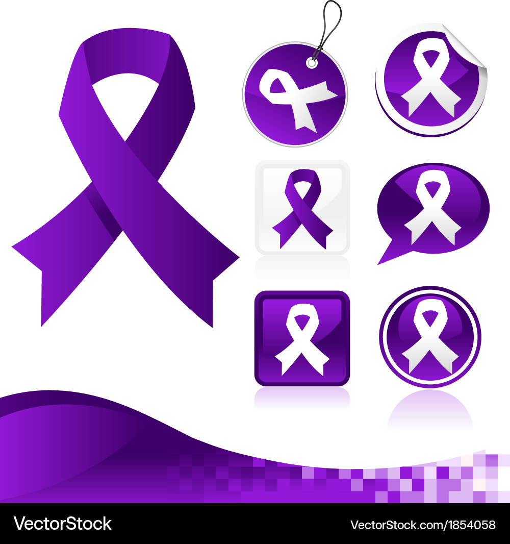 Purple awareness ribbons kit Royalty Free Vector Image
