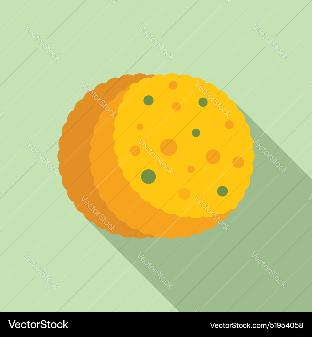 Round cracker icon flat showing baked snack Vector Image