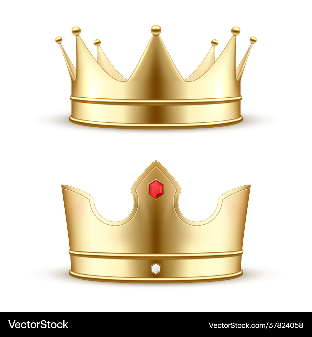 Set realistic gold crown Royalty Free Vector Image