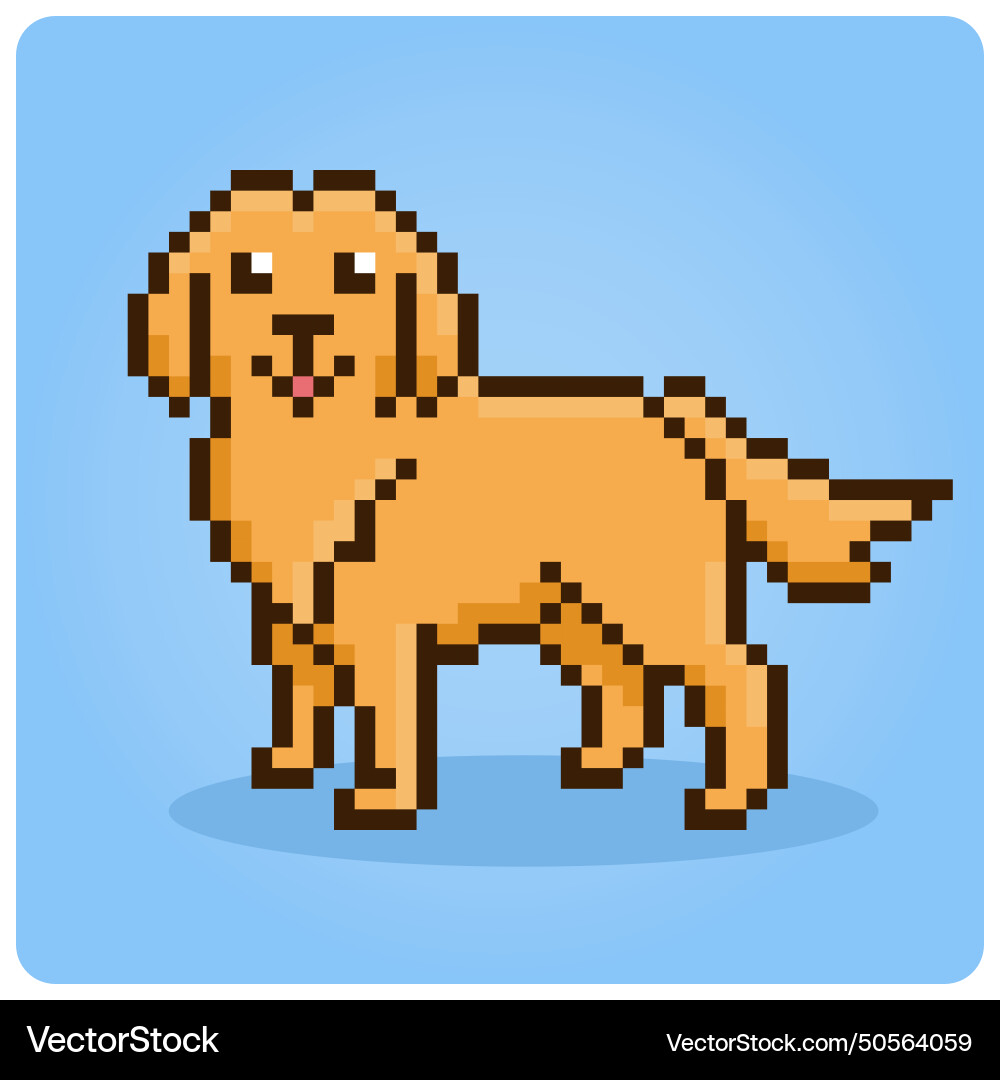 8 bit pixel labrador retriever dog animals Vector Image