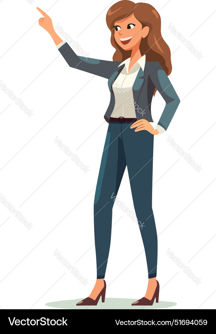 Business girl pointing finger Royalty Free Vector Image