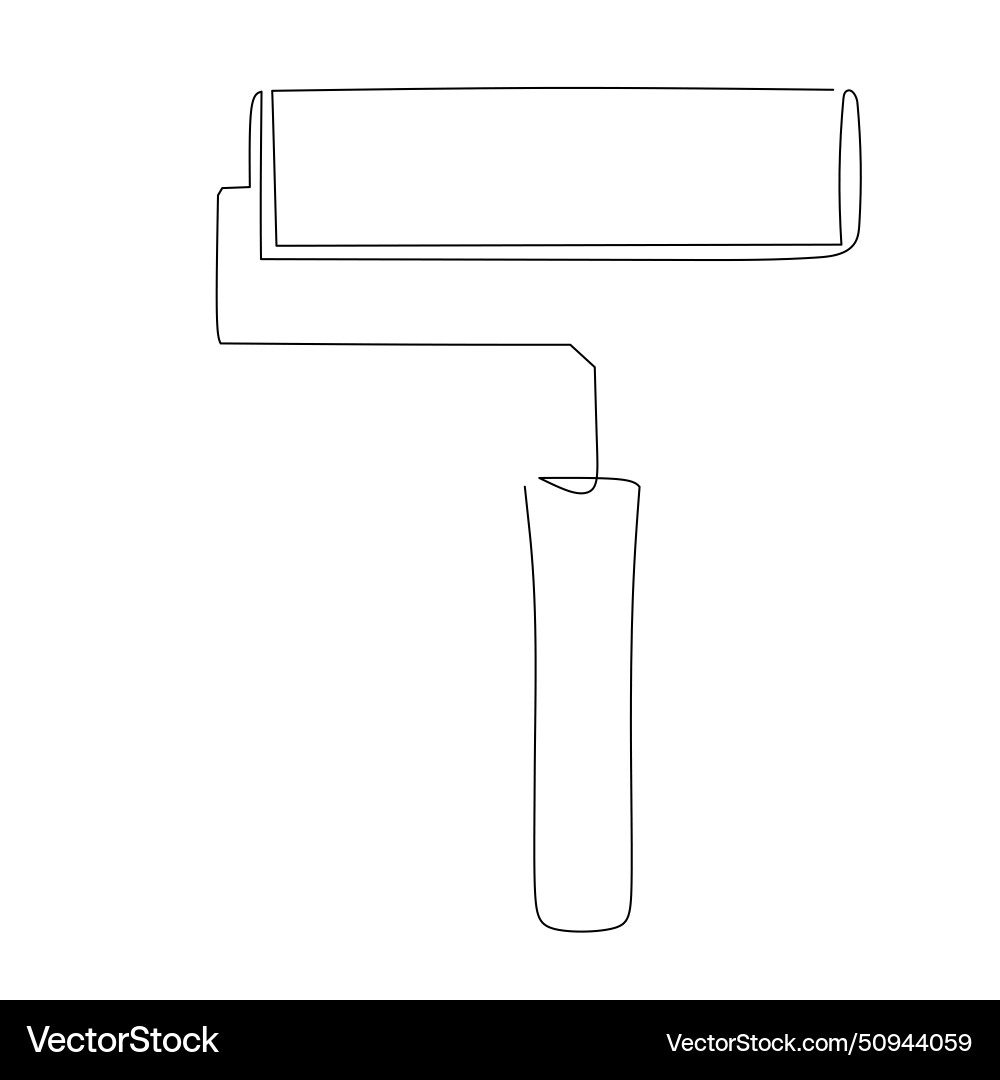 Continuous line drawing of a paint roller tools Vector Image