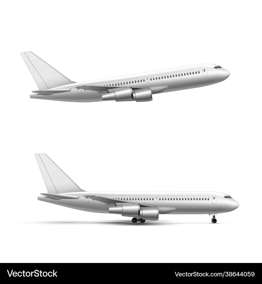Flying and standing airplane jet aircraft Vector Image