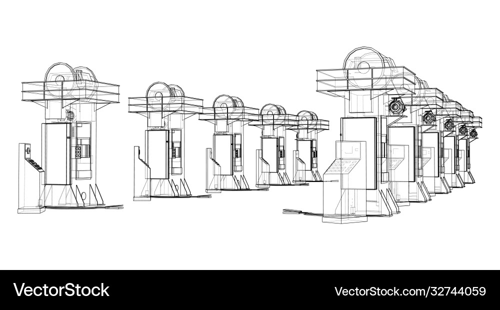 Friction screw press concept outline Royalty Free Vector
