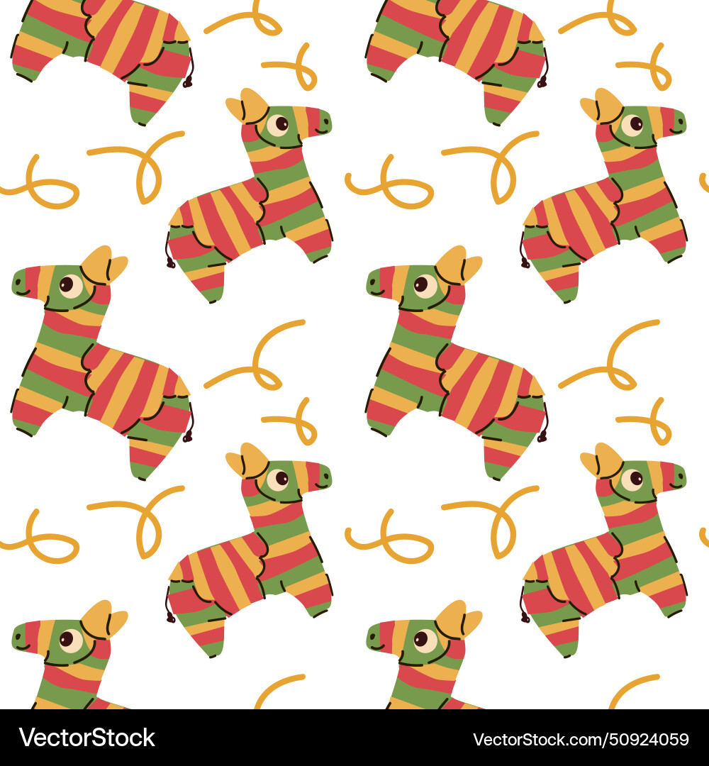 Hand drawn mexican pinata horse seamless pattern Vector Image
