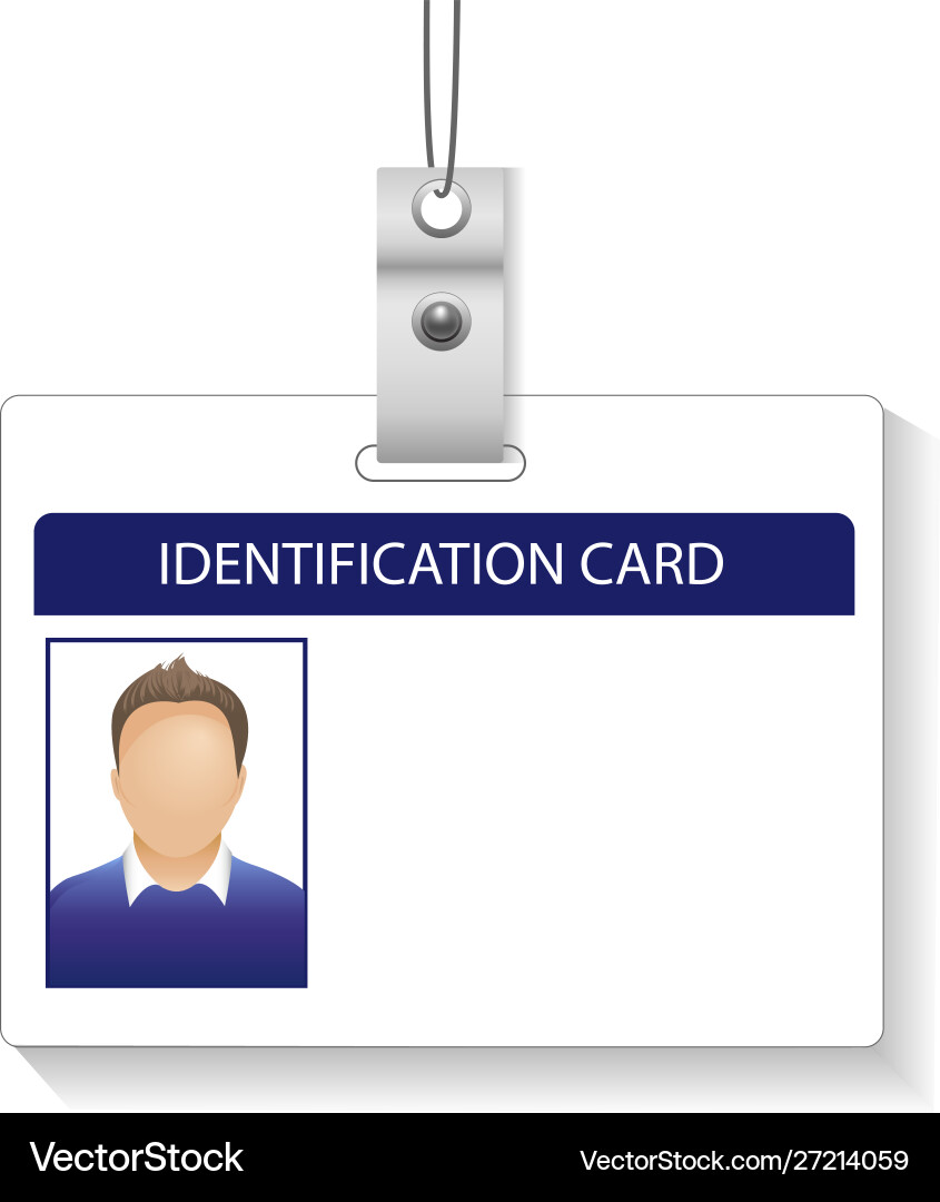 Identification card with photo man isolated white Vector Image
