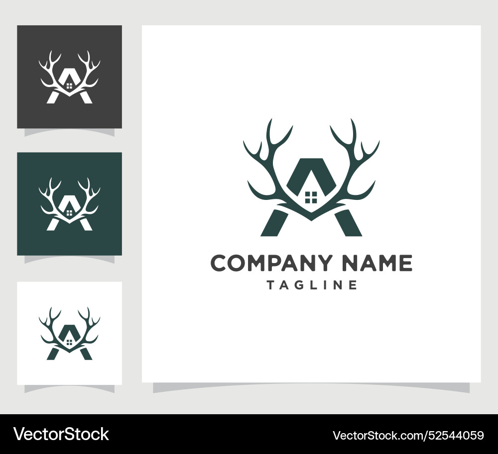 Logo icon simple house letter a deer Royalty Free Vector