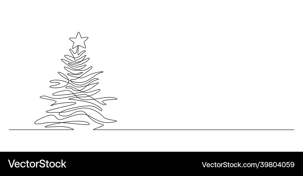 One continuous line drawing of christmas tree Vector Image