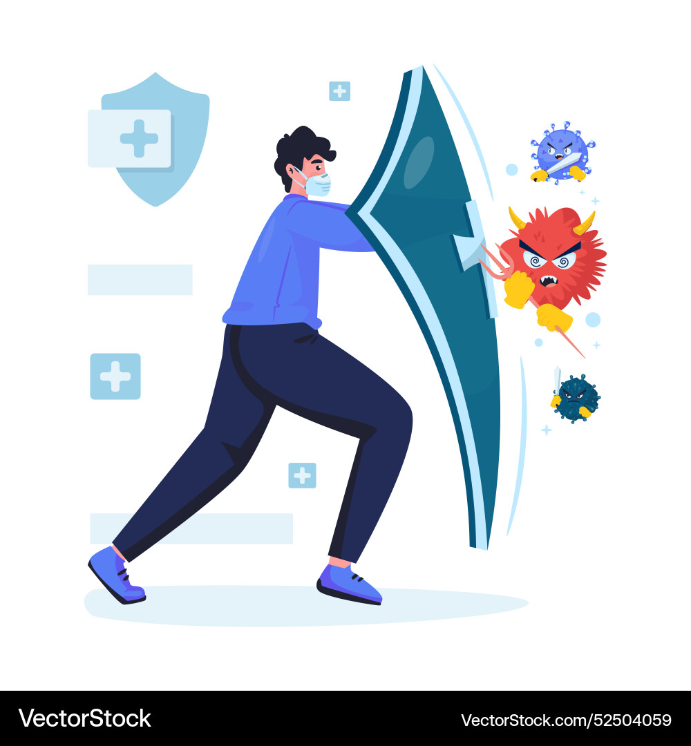 Protecting from virus attack flat Royalty Free Vector Image