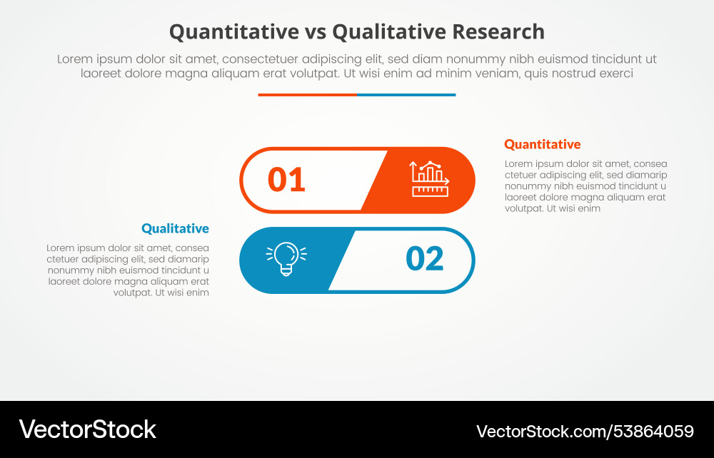 Quantitative vs qualitative research data Vector Image