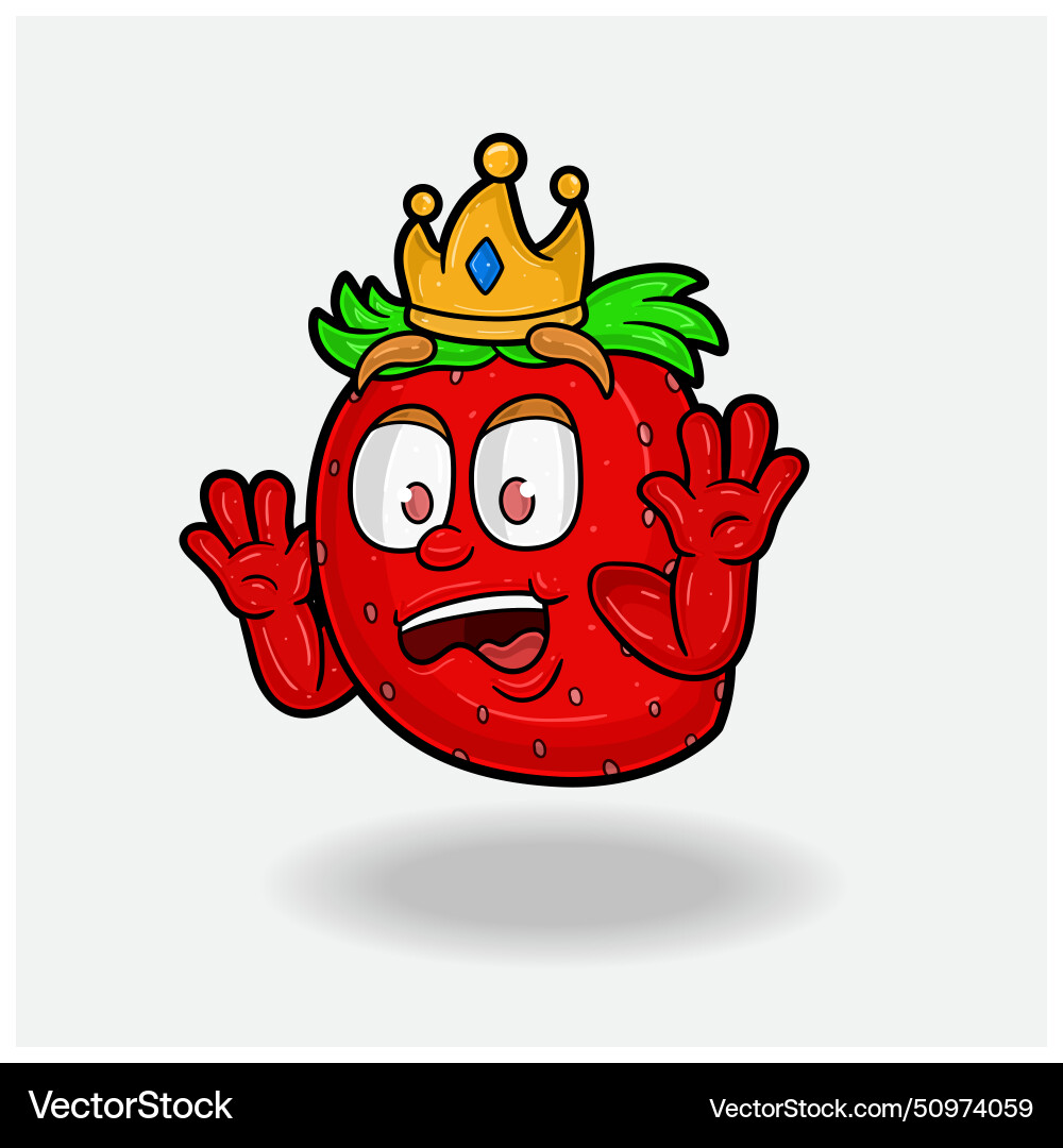 Shocked expression with strawberry fruit crown Vector Image