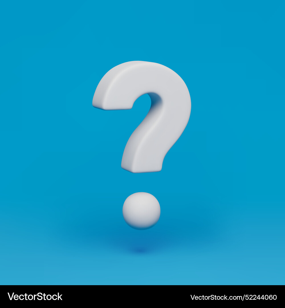 3d realistic white question mark symbol isolated Vector Image