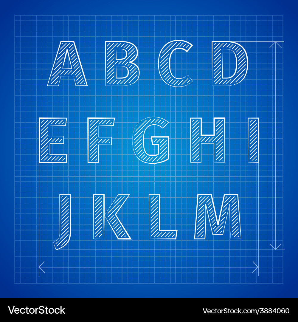 Blueprint font Royalty Free Vector Image - VectorStock