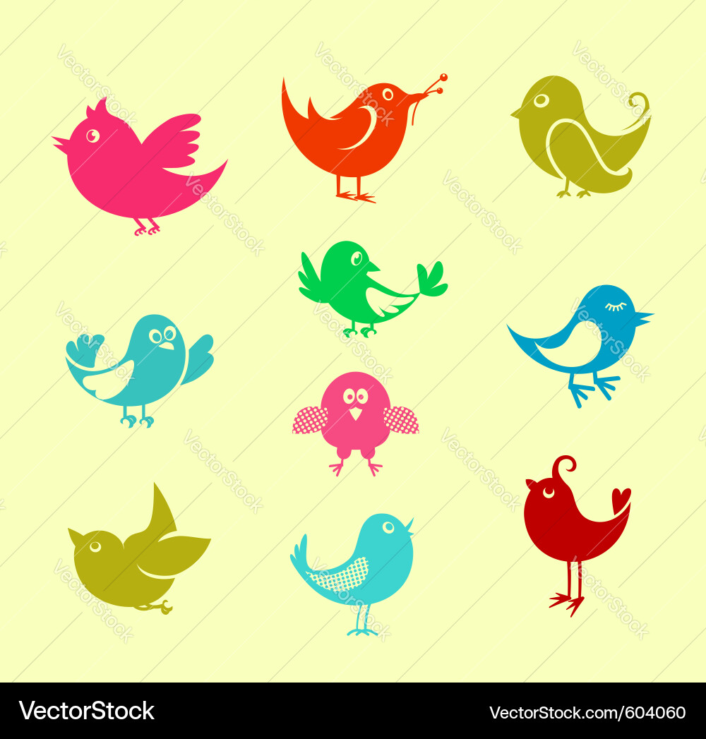 Cheerful Doodle Birds Royalty Free Vector Image