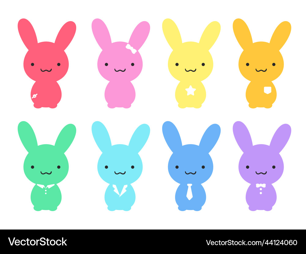 Colorful Candy Rabbits Royalty Free Vector Image