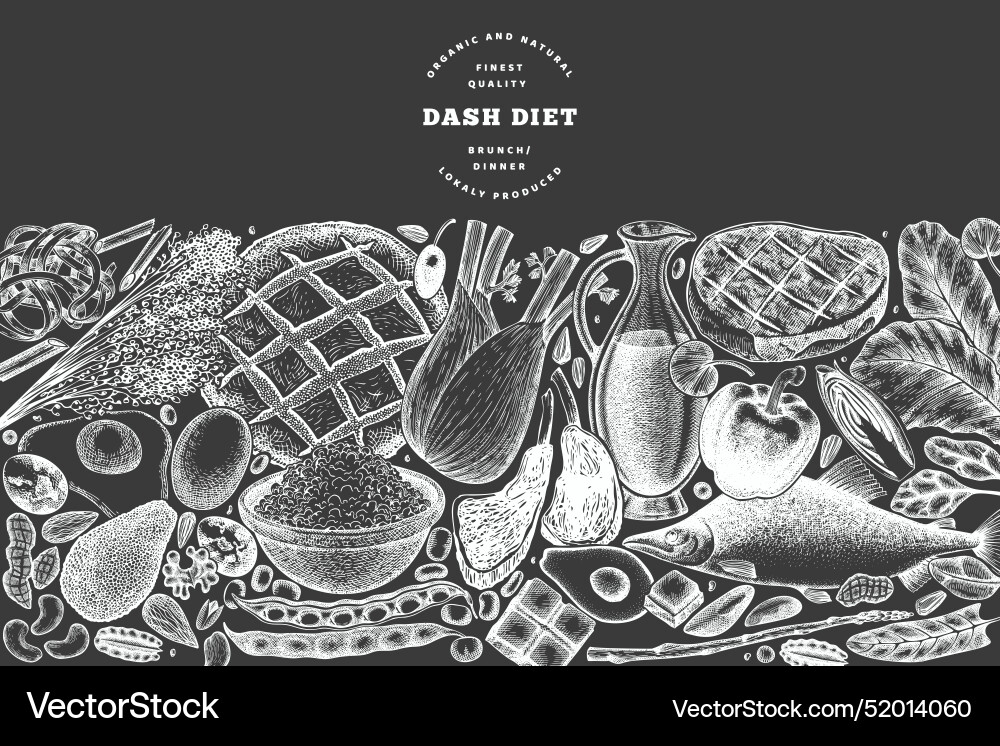 Dash diet design template hand drawn chalk board Vector Image