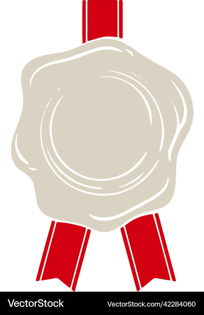 Decorative rubber seal red ribbon certificate Vector Image