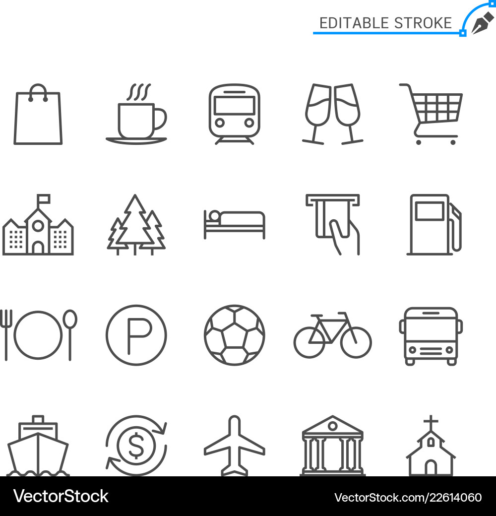 Map and location line icons editable stroke Vector Image
