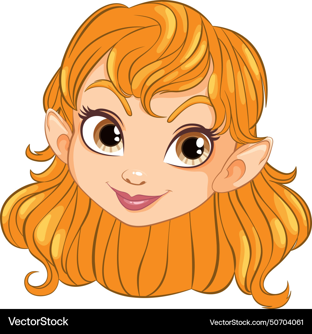 A smiling female elf face Royalty Free Vector Image