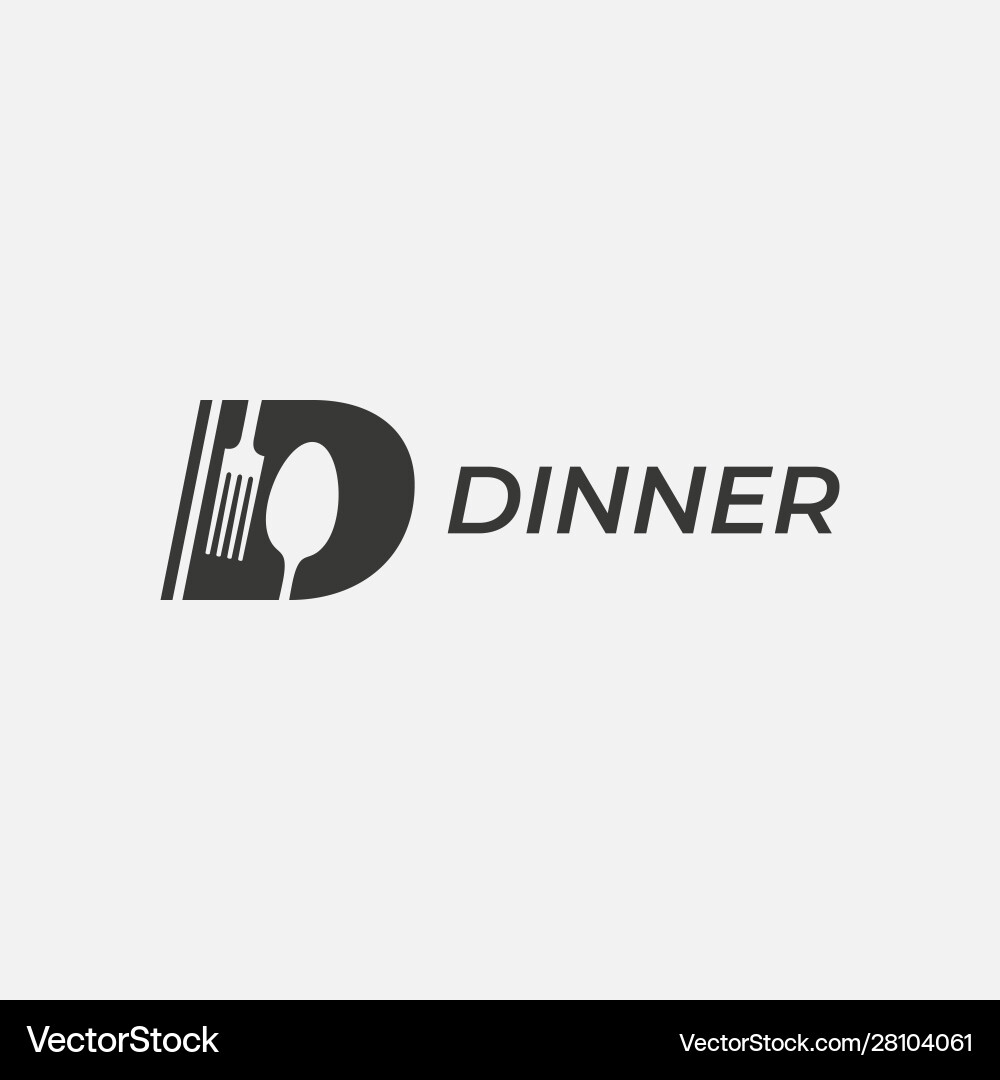 Dinner logo plate with spoon and fork Royalty Free Vector