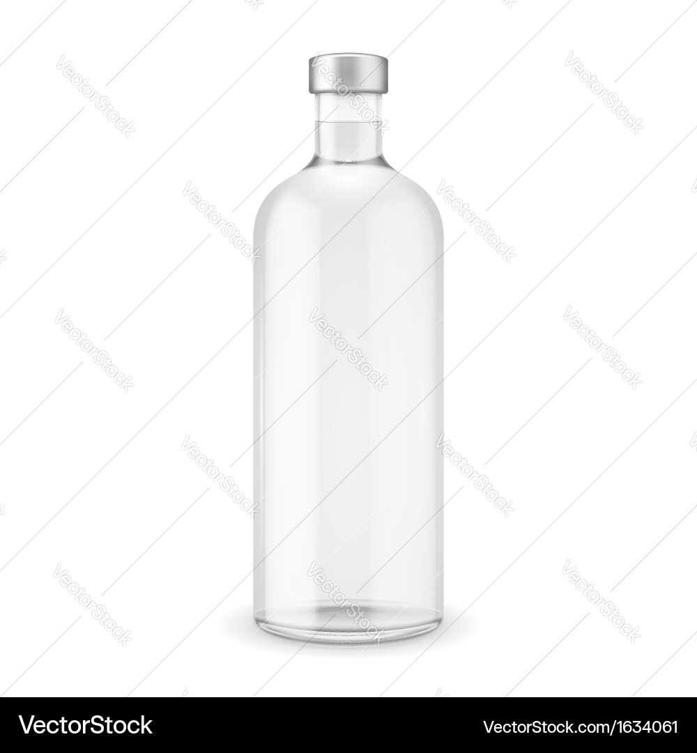 Glass vodka bottle with silver cap Royalty Free Vector Image