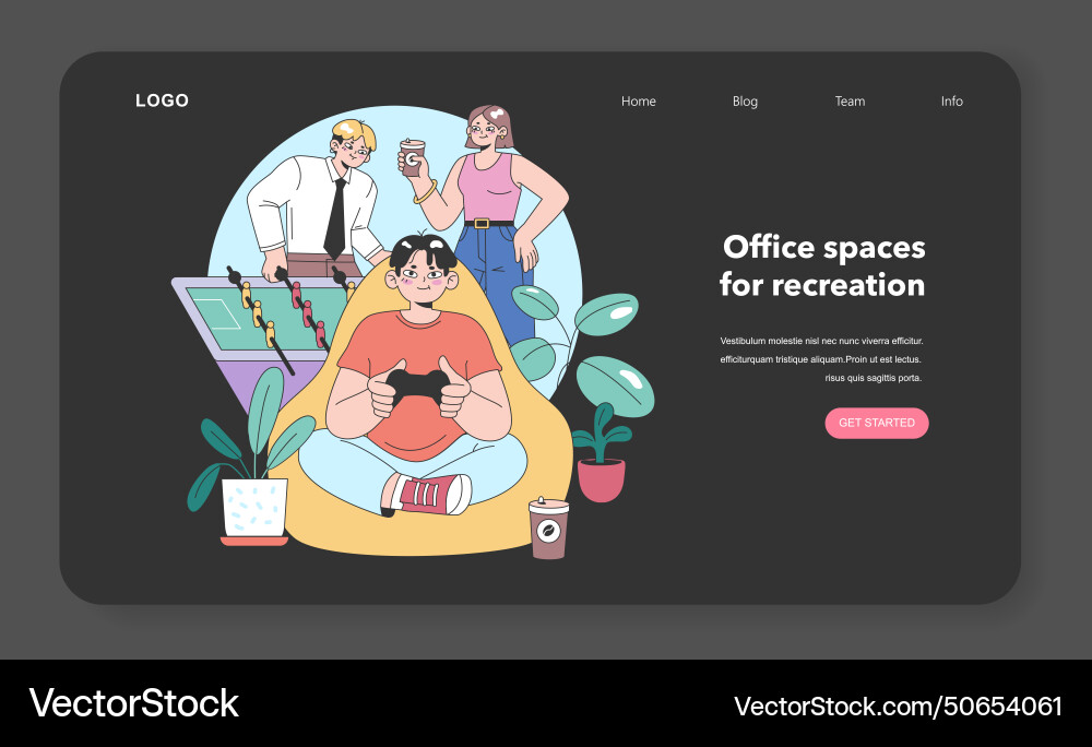 Modern office break time scene flat Royalty Free Vector