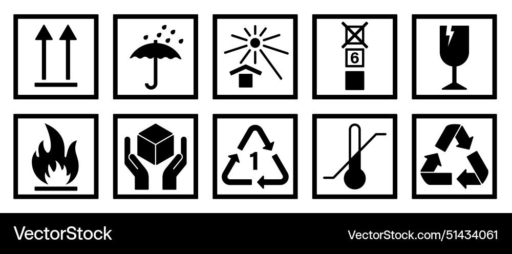 Shipping and handling symbols collection Vector Image