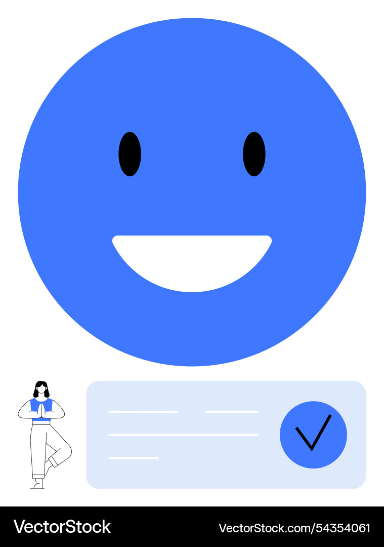 Smiling face and yoga pose with checkmark symbol Vector Image