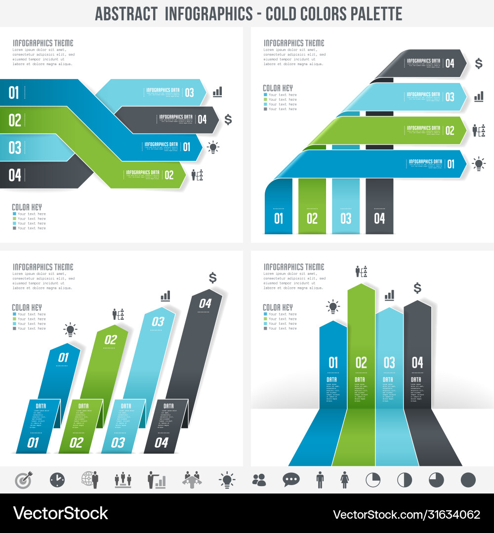 Blue abstract infographics set 3 Royalty Free Vector Image