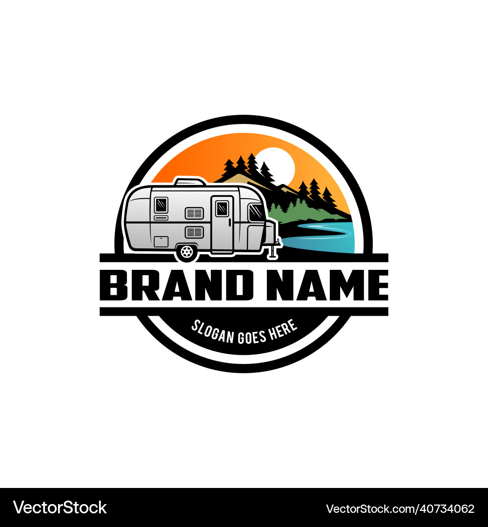 Camper trailer - caravan isolated logo Royalty Free Vector