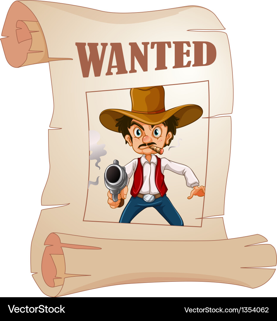Cowboy wanted poster Royalty Free Vector Image