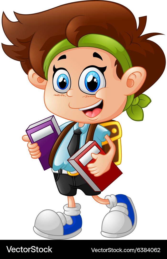 Little boy holding books Royalty Free Vector Image